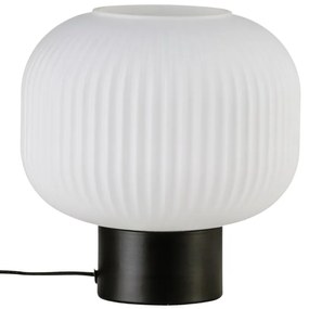Nordlux Opálově bílá skleněná stolní lampa Milford s kovovou podstavou