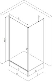 Mexen Pretoria, sprchový kout 100 (dveře) x 80 (stěna) cm, 6mm čiré sklo, černý profil + bílá sprchová vanička, 852-100-080-70-00-4010B