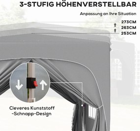 Outsunny Pavilon 3x3m, Voděodolný Stabilní Zimní Skládací Pavilon s UV Ochrannou 50+, Skládací Party Stan s 4 Bočními Panely a Taškou pro Přenášení, …