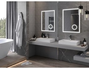Mexen Kala podsvícené koupelnové zrcadlo s kosmetickým zrcátkem 60 x 80 cm, LED 6000K, ventilátor - 9820-060-080-611-00
