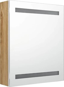 LED koupelnová skříňka se zrcadlem bílá a dub 50 x 14 x 60 cm 326485