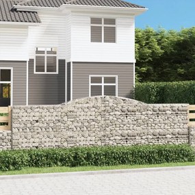 Klenuté gabionové koše 2 ks 400x50x120/140cm pozinkované železo 3147009