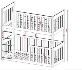 Legno Dětská patrová postel Karel grafit Rozměr (cm): 80x180