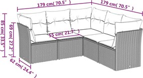 5dílná zahradní sedací souprava a podušky světle šedá polyratan 3217622