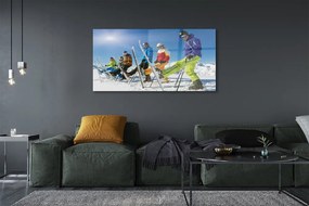akrylový obraz Lyžaři zimní hory 140x70 cm