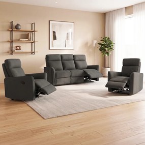 Sedací sestava BRAVEN 3+1+1 s FUNKCÍ RELAX | tmavě šedá látka | EXTRA POHODLNÉ