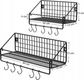 Kovová police Songmics 40 x 12 cm, černá