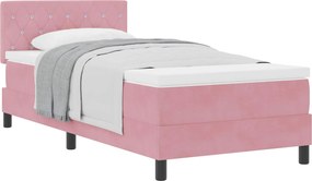 Postel s boxspringem s matrací s čelo Růžová 100 x 200 cm samet 3339091