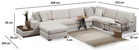Rohová sedačka se stolkem Bellona 428 cm béžová - pravá