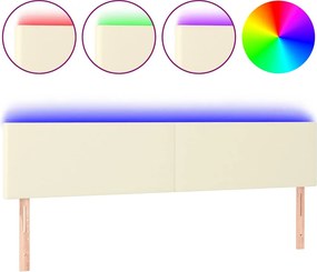 Čelo postele s LED krémové 200x5x78/88 cm umělá kůže 3121442