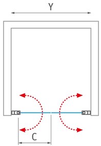 Roth Dvoukřídlé sprchové dveře HI 2B2 pro instalaci do niky Varianta: šířka: 90 cm - (HI 2B2 900 - HI 2B2 09020 VPE), Barva profilů a typ výplně: profily: brillant, výplň: transparent