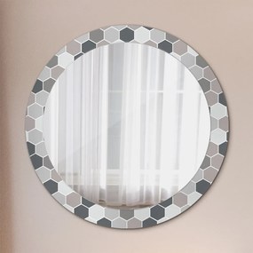 Kulaté dekorativní zrcadlo na zeď Hexagonální vzor fi 80 cm