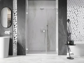 Mexen Lunar-B, levé otočné sprchové dveře 130 cm, 8mm čiré sklo, bílý profil, 832S-130-050-20-00-L