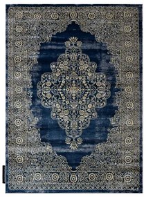 Moderní koberec DE LUXE 474 ornament Strukturální tmavě modrý / zla velikost 140x190 cm | krásné koberce cz