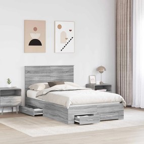 Rám postele s čelo Šedá Sonoma 135 x 190 cm Kompozitní dřevo 3409663