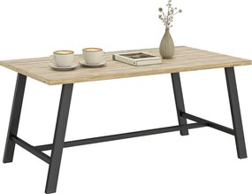 Outsunny venkovní konferenční stolek, obdélníkový kovový stolek s deskou v dekoru dřeva, do interiéru i exteriéru, zahrada, balkon, 100 x 55 cm, hnědý