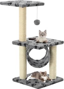 vidaXL Škrabadlo pro kočky se sisalovými sloupky 65 cm [170547] Barva: Šedá se vzorkem otisků tlapek