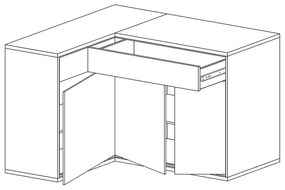 Mediolan - rohová komoda M15 LEVÁ - natural hikora