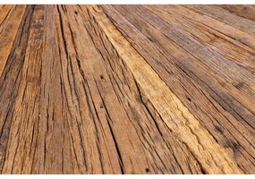 Massive home | Kulatý jídelní stůl BARRACUDA 120 CM sklo/masiv teak