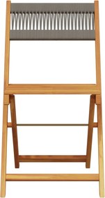 5dílný zahradní jídelní set šedý polypropylen a masivní dřevo 3281770