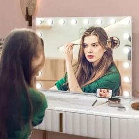 HOMCOM Hollywood Mirror s 18 LED diodami Make-up Mirror 80x60 cm Toaletní zrcadlo se 3 barvami světla, nastavitelný jas