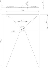 Polysan Treneca sprchová vanička z litého mramoru 130 x 80 cm s možností úpravy rozměru černá mat 84303.21