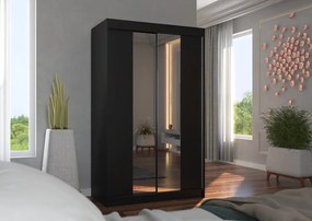Šatní skříň s posuvnými dveřmi Marvin - 120 cm Barva: Bílá/Černá