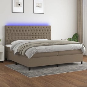 Box spring postel s matrací a LED taupe 200x200 cm textil
