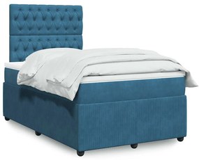 Box spring postel s matrací modrá 120 x 200 cm samet 3294620