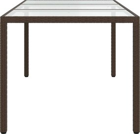 Zahradní stůl hnědý 190 x 90 x 75 cm tvrzené sklo a polyratan 316711