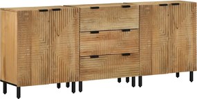 3 kusy příborníků hnědé 60x33x75 cm Masivní dřevo Mango 3310005