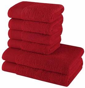 Sada 6 kusů bavlněných osušek a ručníků Bella červená EMI