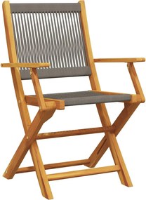 3dílný bistro set šedý polypropylen a masivní dřevo 3281794