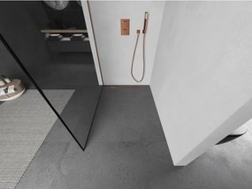 Mexen Kioto L, sprchová zástěna Walk-In 100 x 200 cm, 8mm čiré sklo černý vzor, ​​měděný matný profil, 800-100-103-65-70