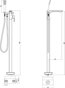 Sapho, GINKO vanová baterie s připojením do podlahy, černá matná, 1101-21B