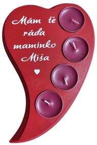 Dřevěný svícen pro maminku červený