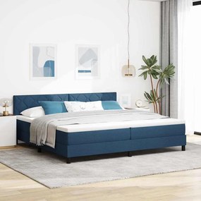 Postel s boxspringem s čelo Modrá 200 x 200 cm textil 3338796