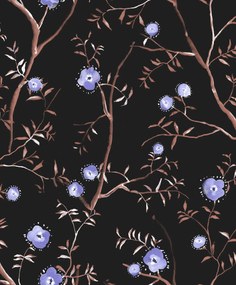 Černá květinová vliesová tapeta na zeď, SUM205, Summer, Khroma by Masureel