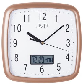 Plastové hodiny JVD DH615.5 - met. rose s datumem a kalendřem (digitální)