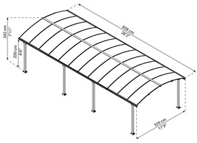 Palram Arcadia 8500 hliníkový (montovaný) přístřešek s obloukovou střechou