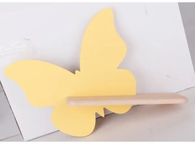 LED Dětské nástěnné svítidlo s poličkou BUTTERFLY LED/5W/230V žlutá/dřevo