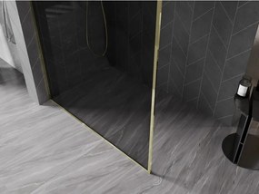 Mexen Kioto-F, sprchová zástěna s rámem 130 x 202 cm, 8 mm šedé sklo, zlatý lesklý profil, 800-130-104-50-40