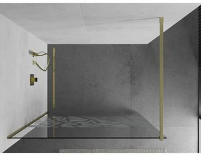 Mexen Kioto, sprchová zástěna Walk-In 120 x 200 cm, 8mm čiré sklo bílý vzor, ​​zlatý matný profil, 800-120-101-55-85