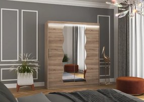 Posuvná skříň se zrcadlem a LED osvětlením KANSAS 180 trufle