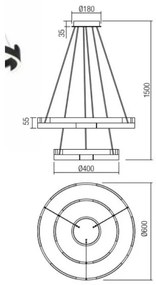 Redo 01-3178 - LED Stmívatelný lustr na lanku CASTLE LED/60W/230V zlatá