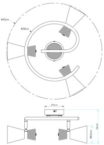 GLOBO AERON 54807-3 Stropní svítidlo