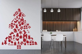 Lepy.cz Samolepka na zeď Strom - Vánoce Velikost (šířka x výška): 50x57cm, Barevná varianta: Tmavě červená