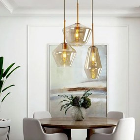 Toolight - skleněná stropní svítilna Amber APP439-1CP, zlatá, OSW-00570
