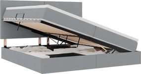 Postel s úložným prostorem a matrací Světle šedá 200 x 200 cm 3371739