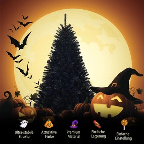 Costway 180 cm vysoký umělý skládací Halloween vánoční stromeček PVC hroty černé